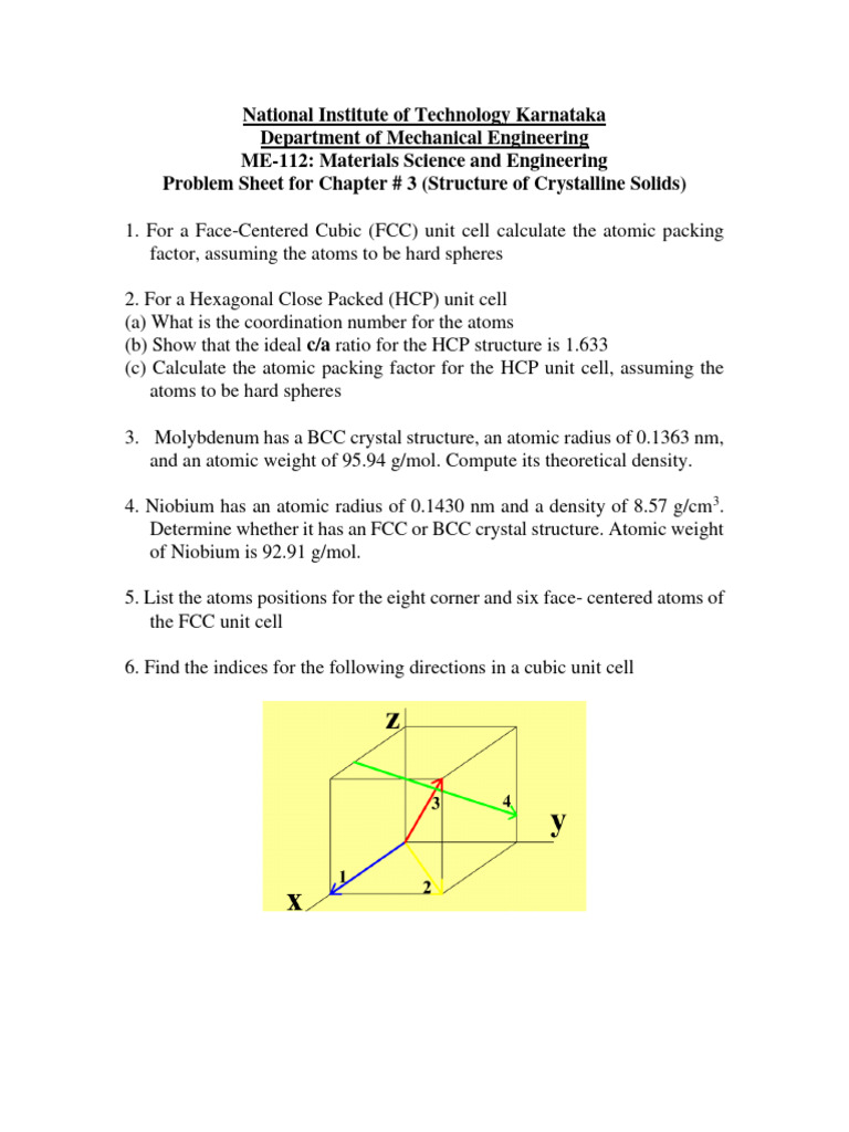 Problem Sheet 2 | Download Free PDF | Crystal Structure | Nature