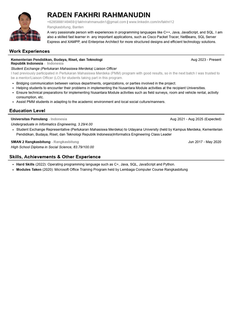 Informatics Engineering Student Profile | PDF