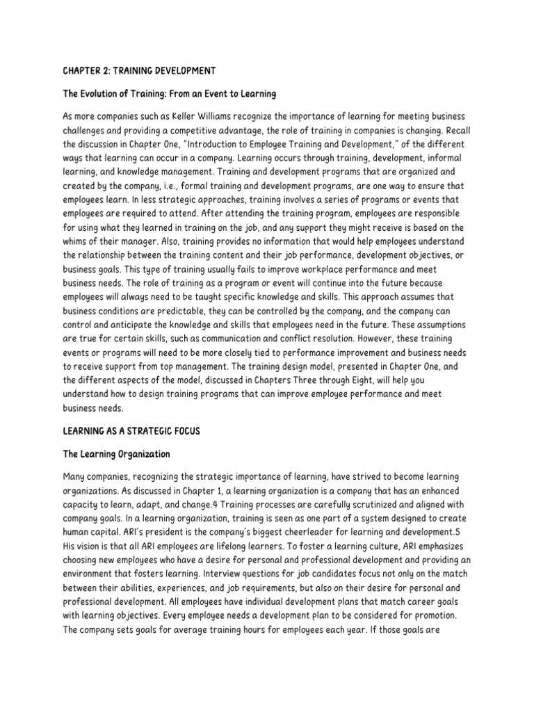 Evolution of Learning - Chapter 2 Training and Development | PDF ...