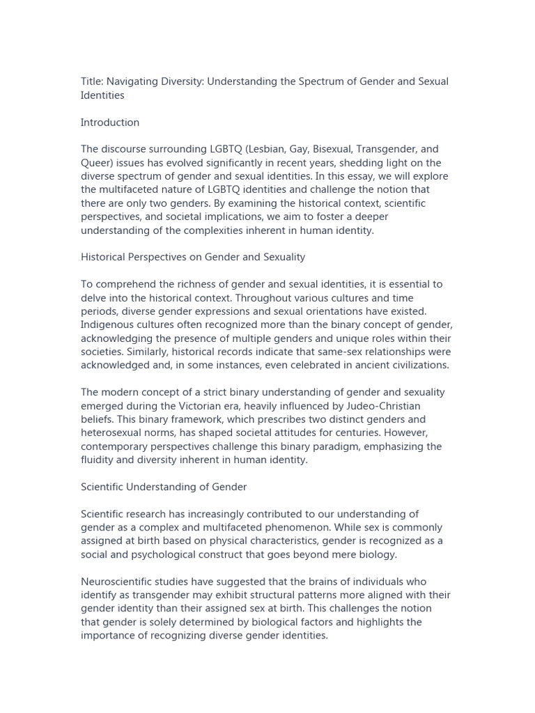 Navigating Diversity Understanding The Spectrum of Gender and Sexual ...