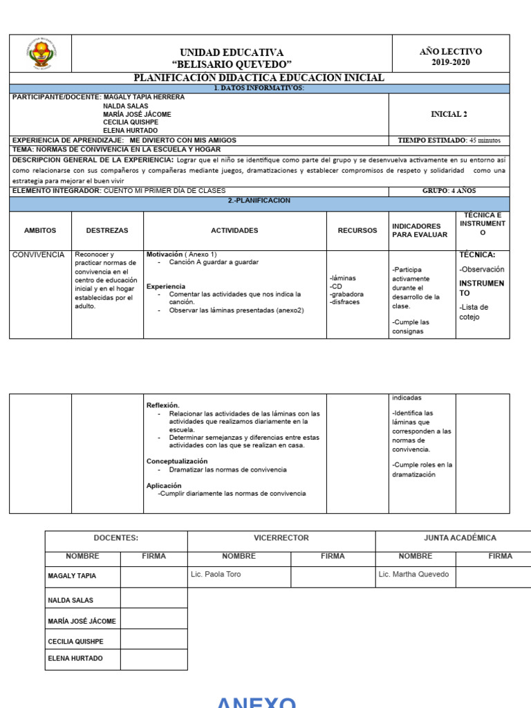 MATRIZ DE CLASE DEMOSTRATIVA 2019 | PDF | Educación de la primera infancia | Aprendizaje