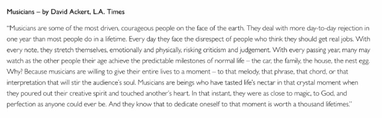 Musicians Quote David Ackert LA Times | PDF