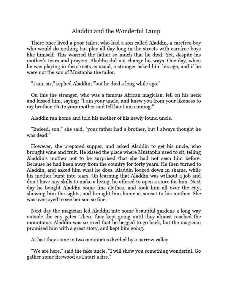Aladdin and The Wonderful Lamp | PDF | Mystery, Thriller & Crime ...