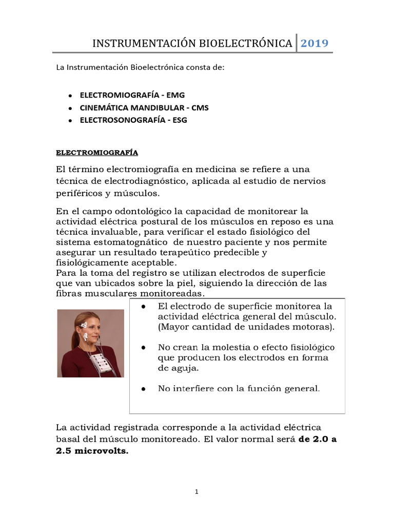 GUIA III La Instrumentación Bioelectrónica 2019 | PDF | Electromiografia