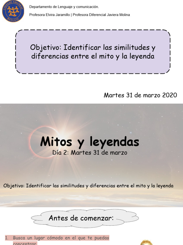 Clase 2 Mitos y Leyendas Sextos Básicos | PDF | Folklore