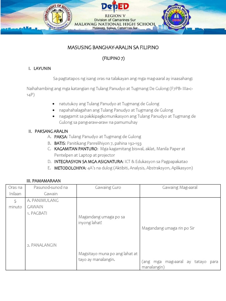 Masusing Banghay Ni Naro | PDF