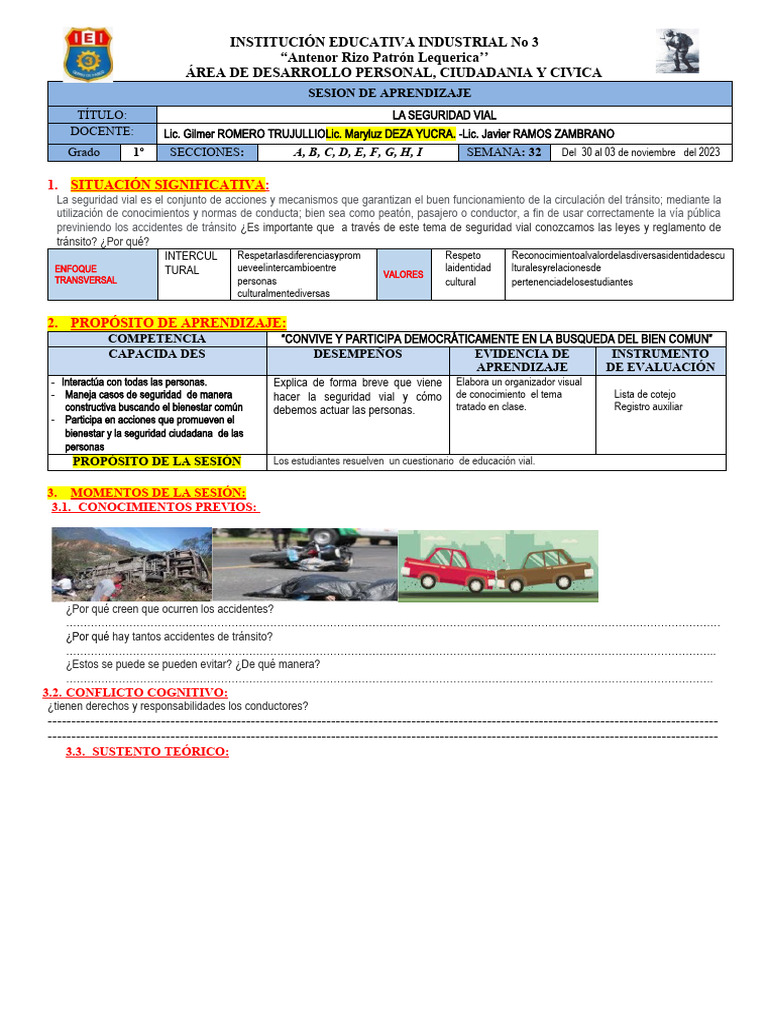 MODULO DPCC 1ro. SEMANA 32 | PDF | Seguridad vial | Sicología