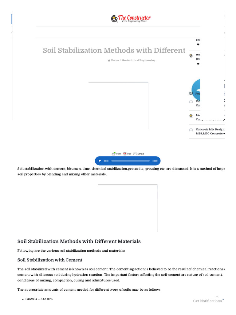 Soil Stabilization Methods With Different Materials | PDF