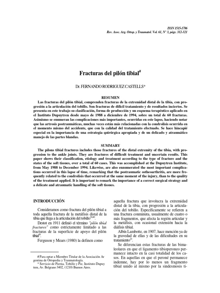 Pilon Tibial | PDF | Hueso | Sistema musculoesquelético