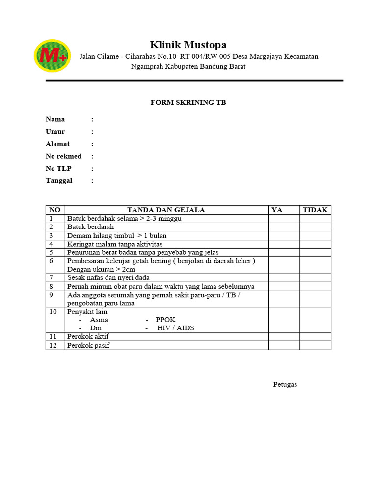Form Skrining TB | PDF | Gaya Hidup