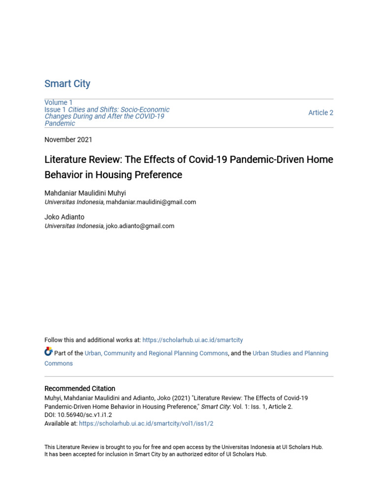 The Effects of Covid-19 Pandemic in Housing Preference | PDF | Recession