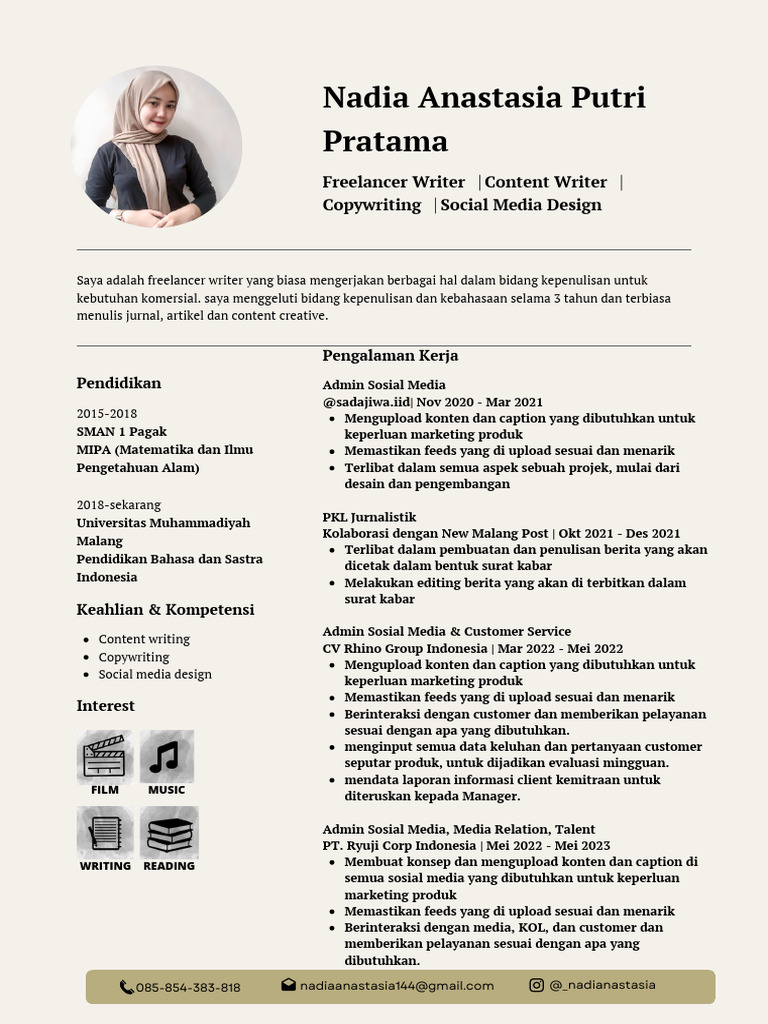 Nadia Anastasia Putri Pratama New CV | PDF