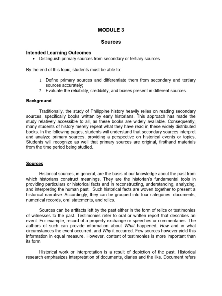 MODULE-3-Sources | PDF | Primary Sources | Field Research