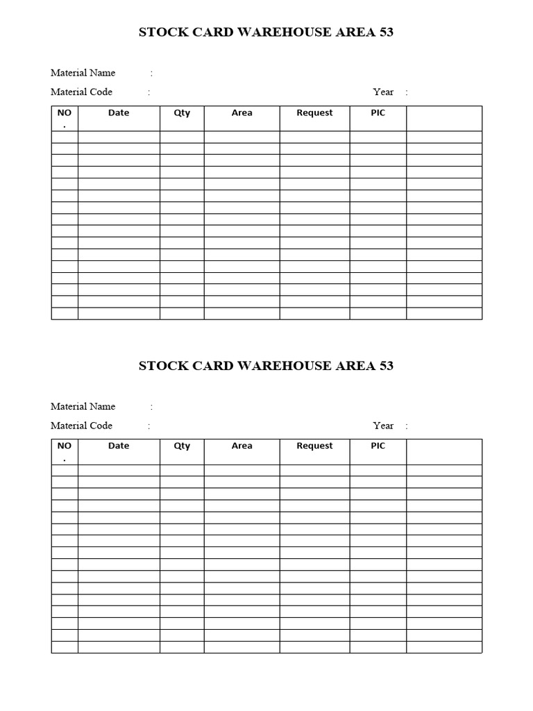Stock Card Warehouse Overview | PDF