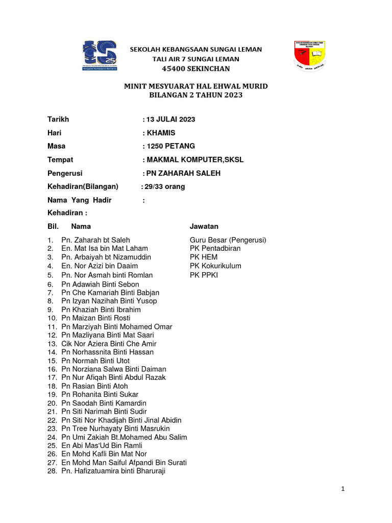 Minit Mesy HEM Bil 2 2023 | PDF