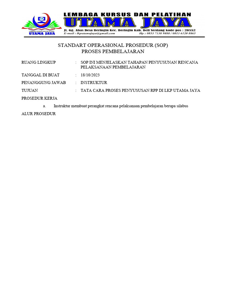 Sop Penyusunan RPP | PDF