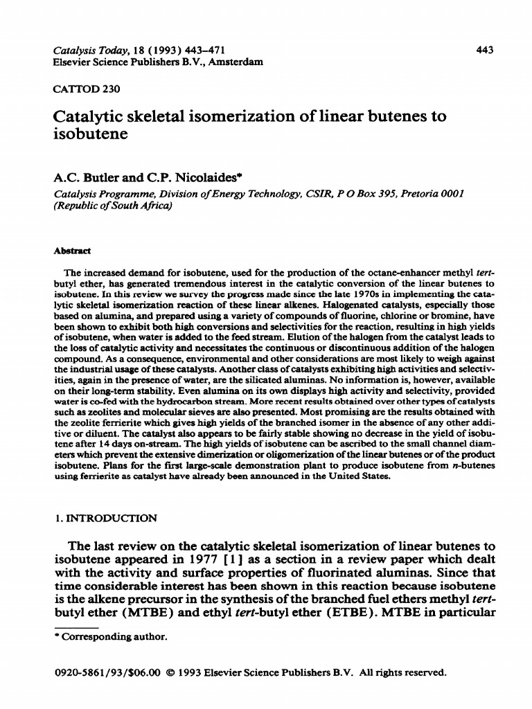 Butler 1993 | PDF | Catalysis | Chemical Reactions