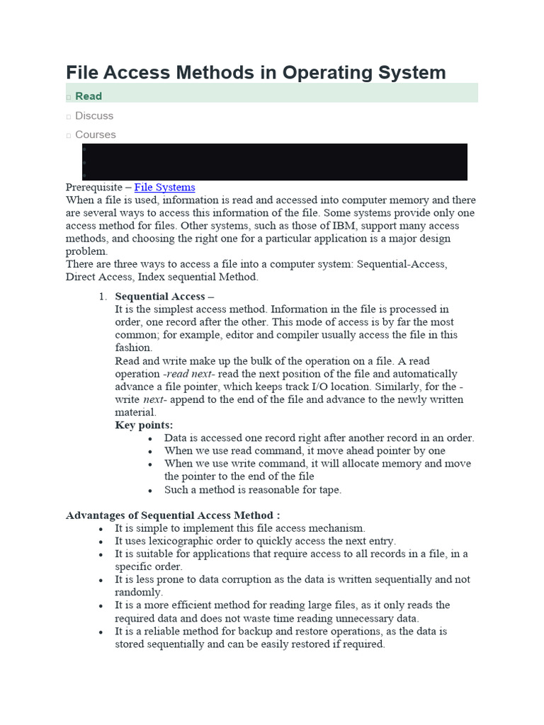 File Access Methods in Operating System | PDF | Database Index ...