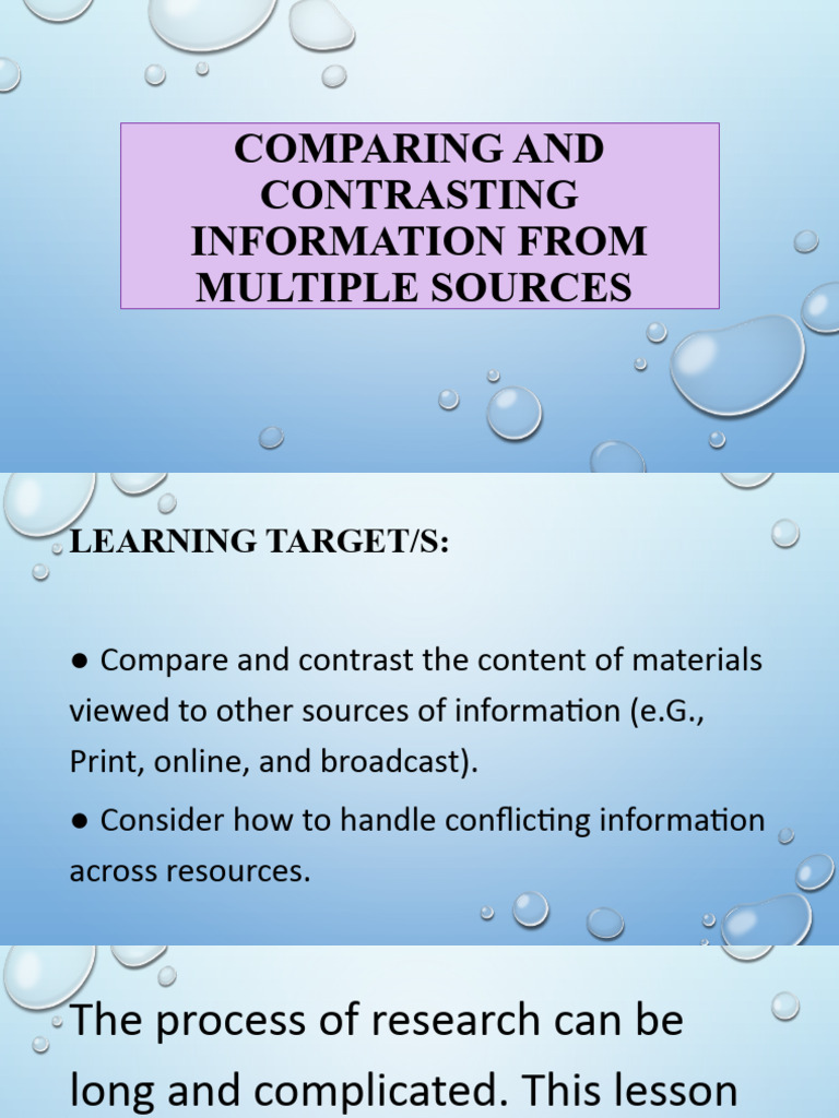 Comparing and Contrasting Sources | PDF | Information | Communication