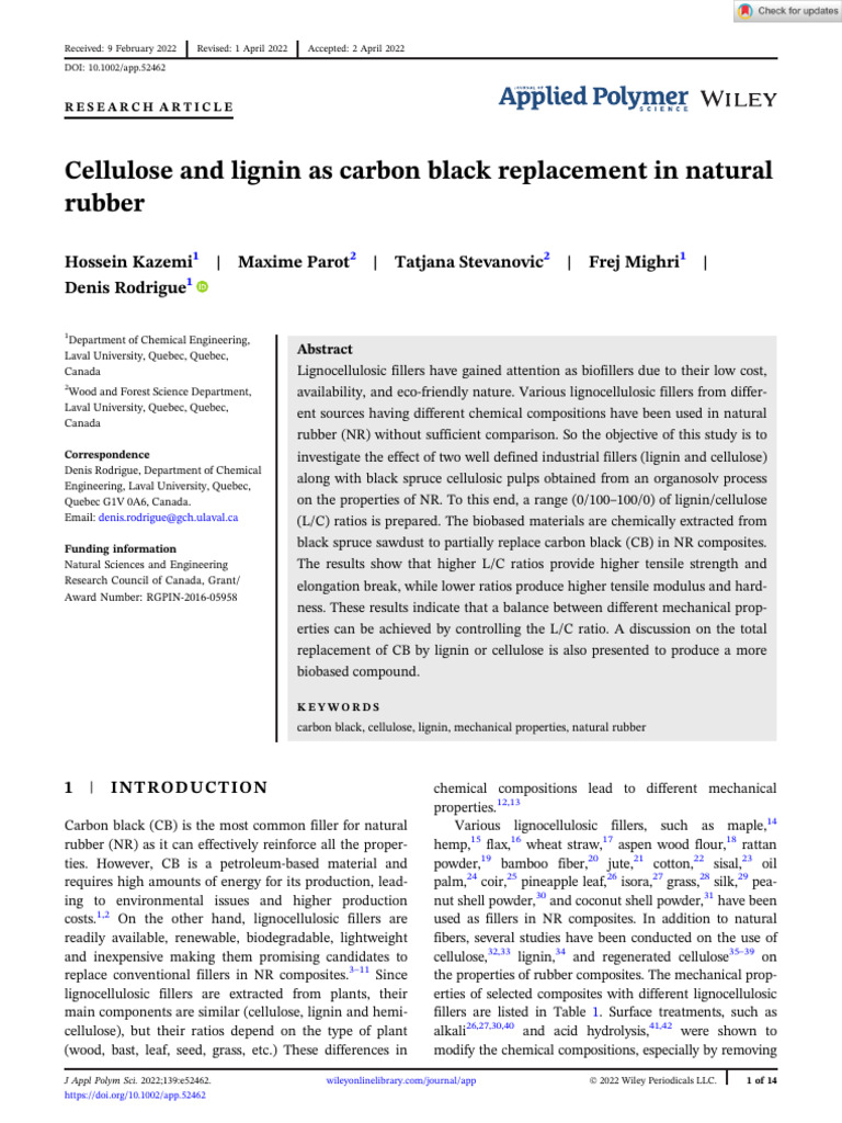 Lignin and Cellulose in Natural Rubber | PDF