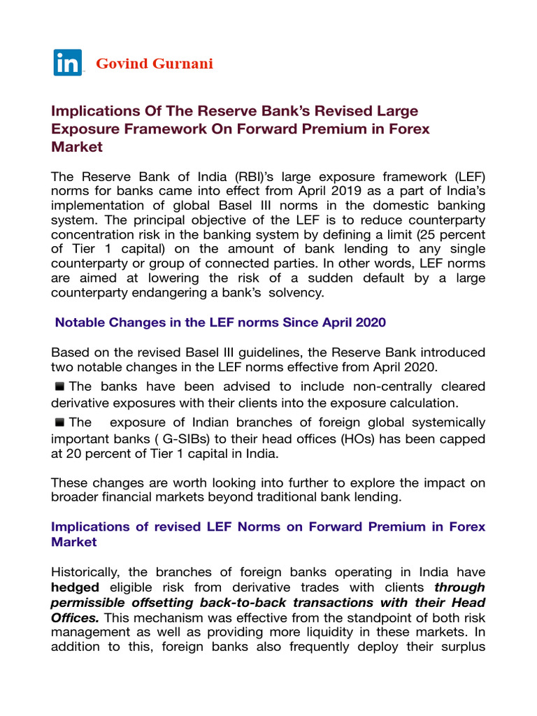 Implications of The RBI's Revised LEF On Forward Premium | PDF ...