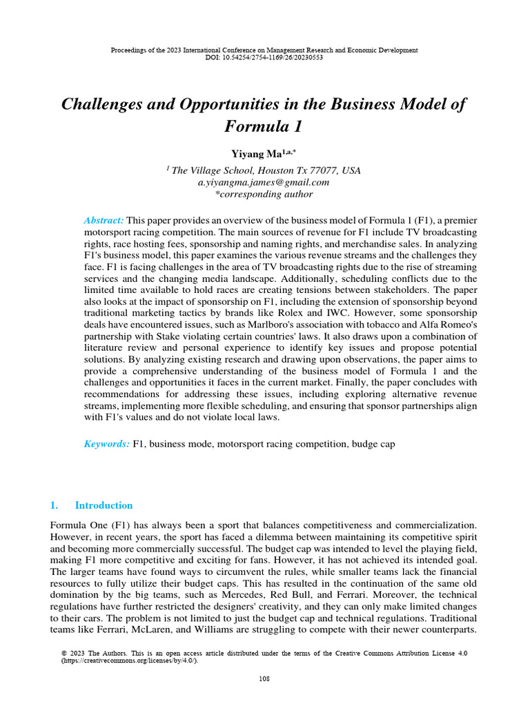 Formula 1 Business Model Insights | PDF | Formula One | Mass Media