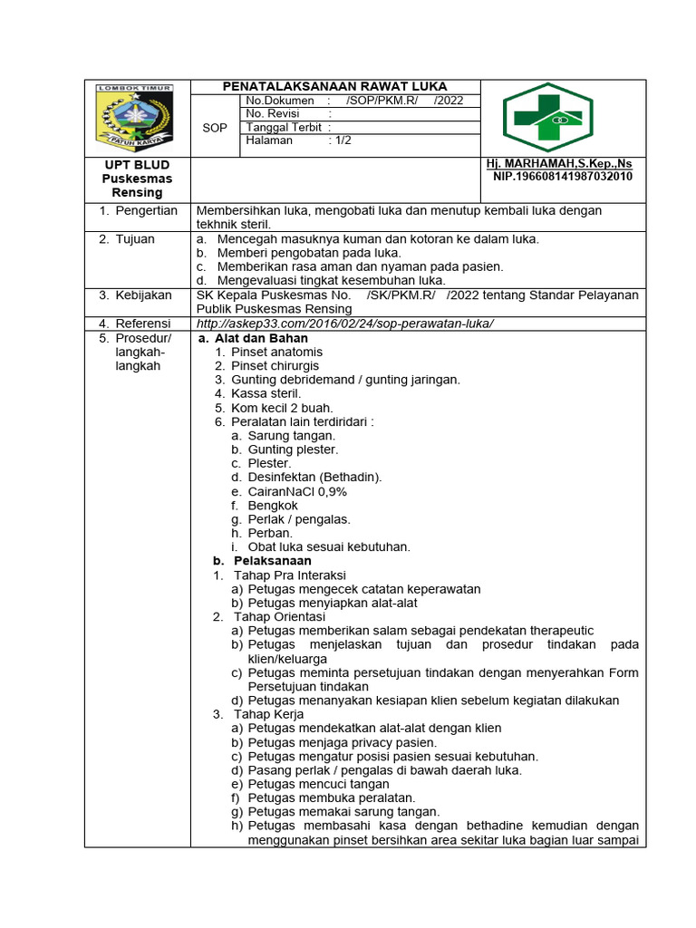 Sop Rawat Luka | PDF