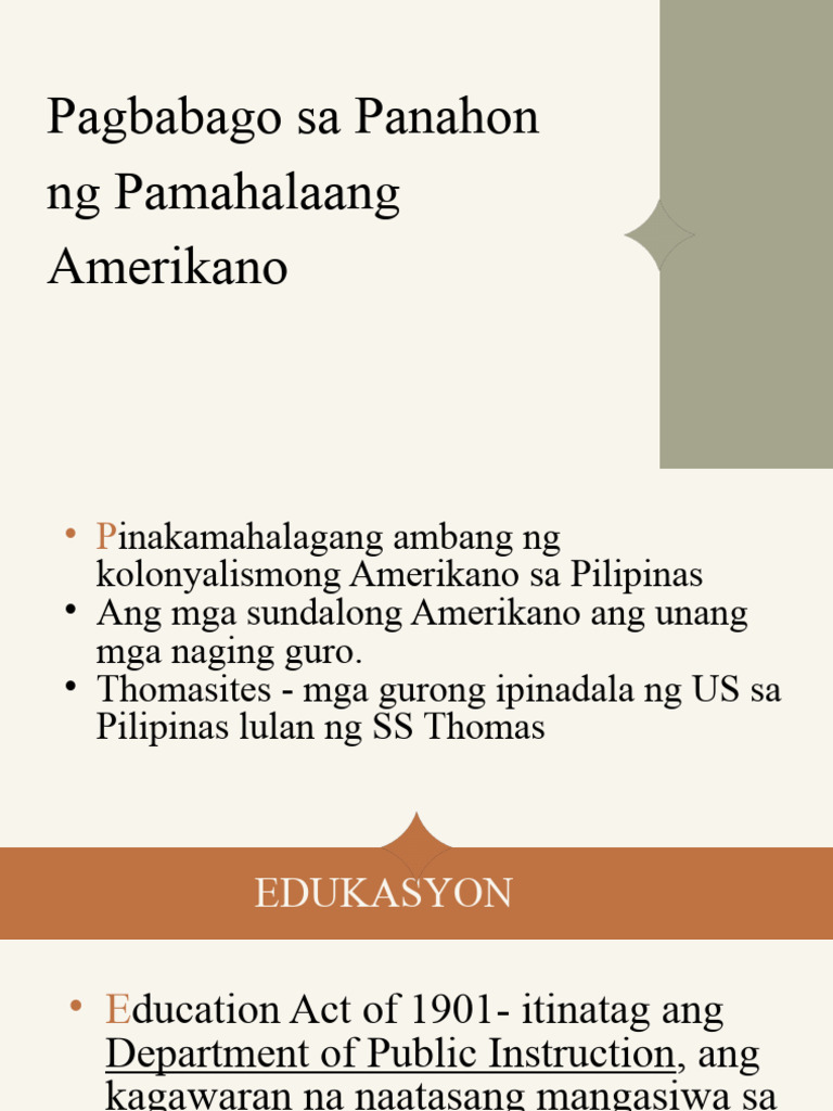 Pagbabago Sa Panahon NG Amerikano | PDF
