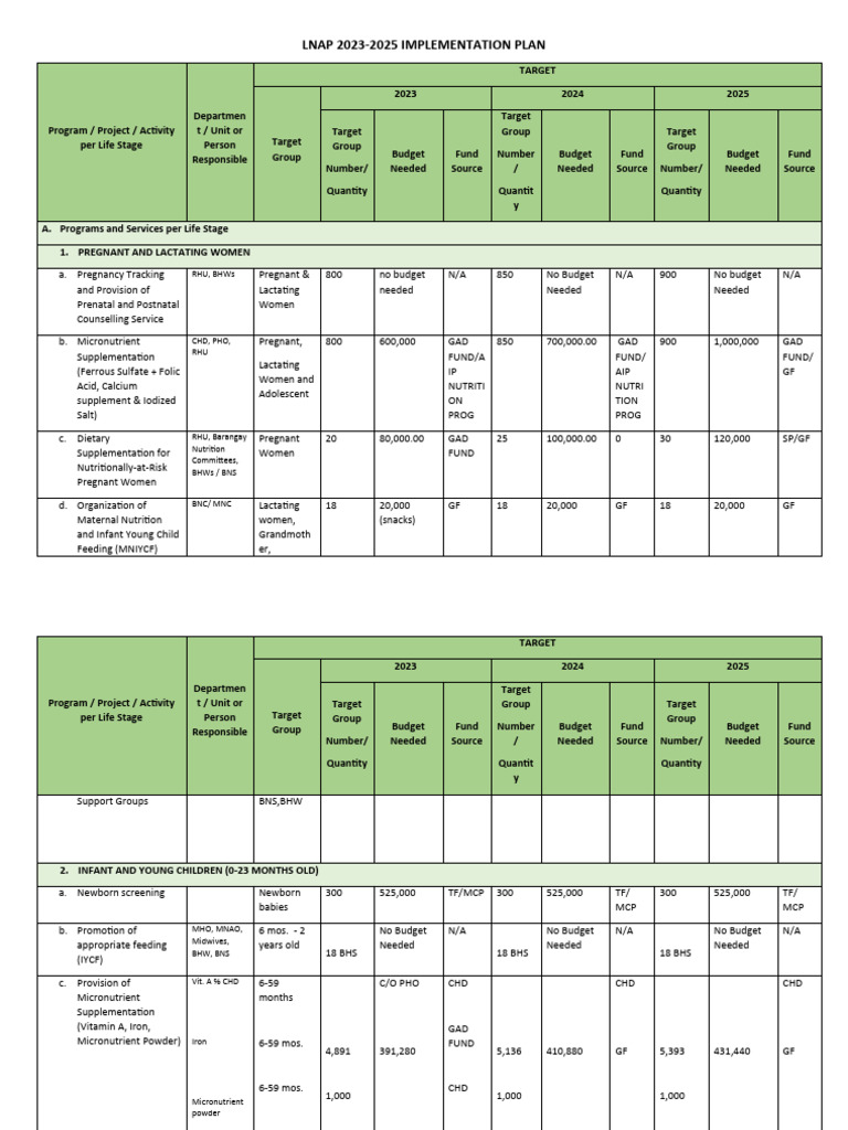 Worksheet 5. Implementation Plan (06.04.2023) | PDF | Micronutrient ...