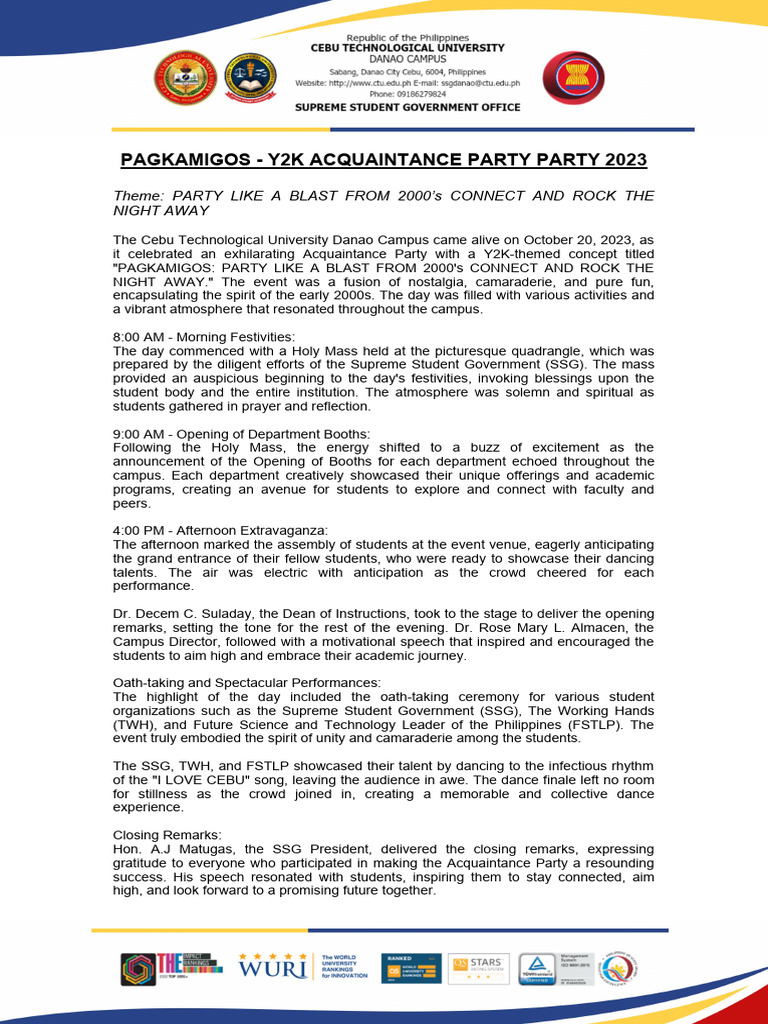 Acquaintance 2023 Narrative Report | PDF