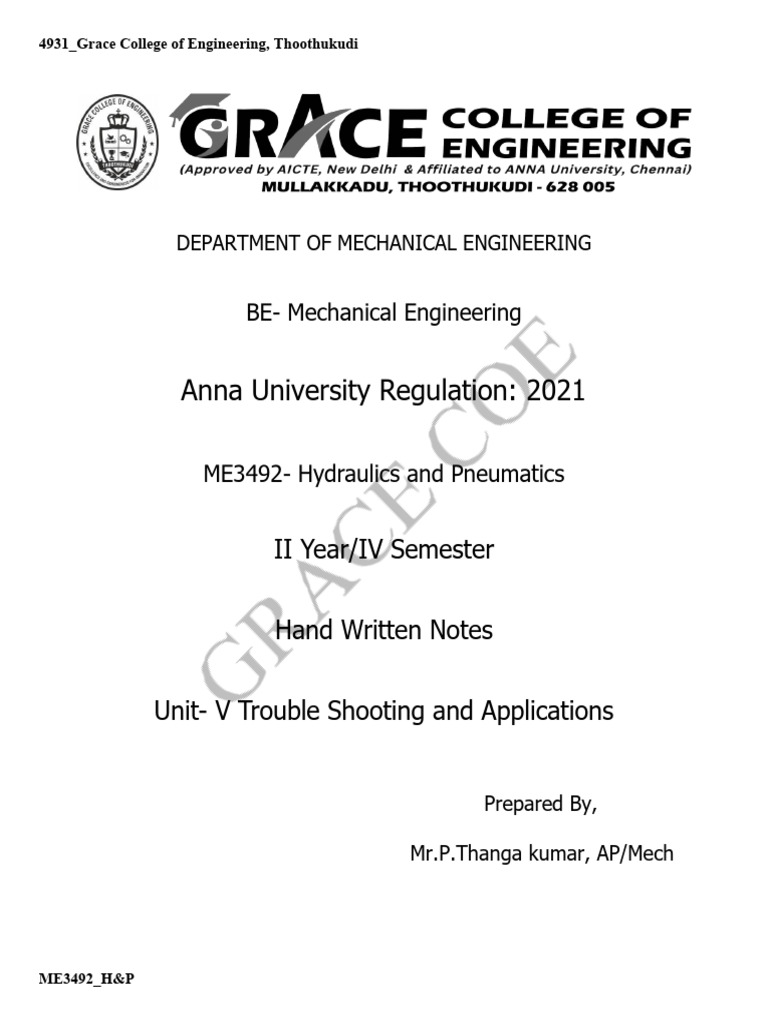 IV Mech Me3492 H&P Unit V | PDF