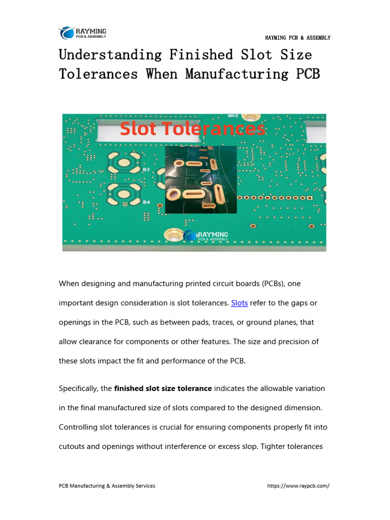 PCB Slot Size Tolerances Explained | PDF | Printed Circuit Board ...