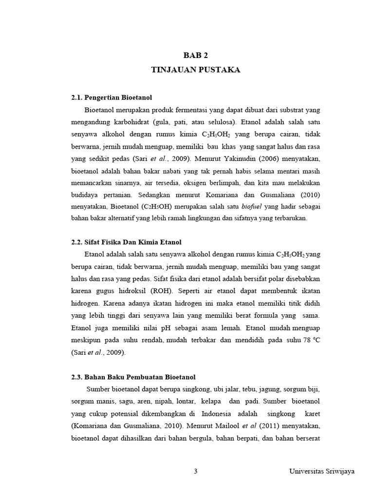 Tinjauan Pustaka Dan Dapus Bioetanol | PDF