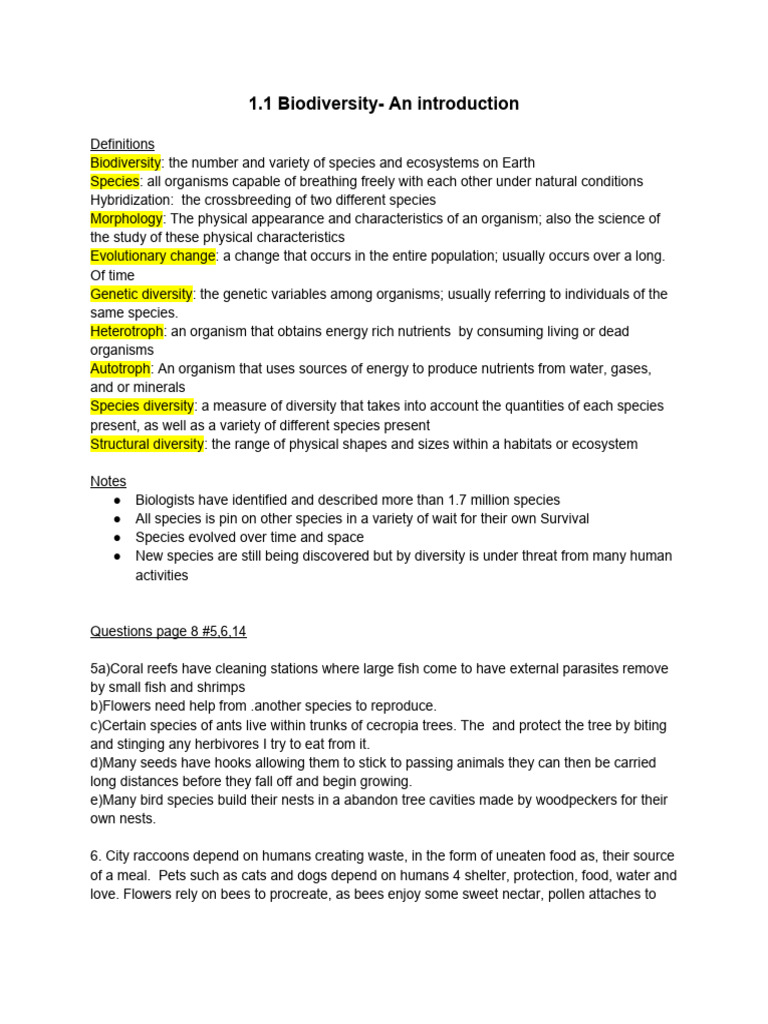 Introduction to Biodiversity Concepts | PDF | Biodiversity | Species