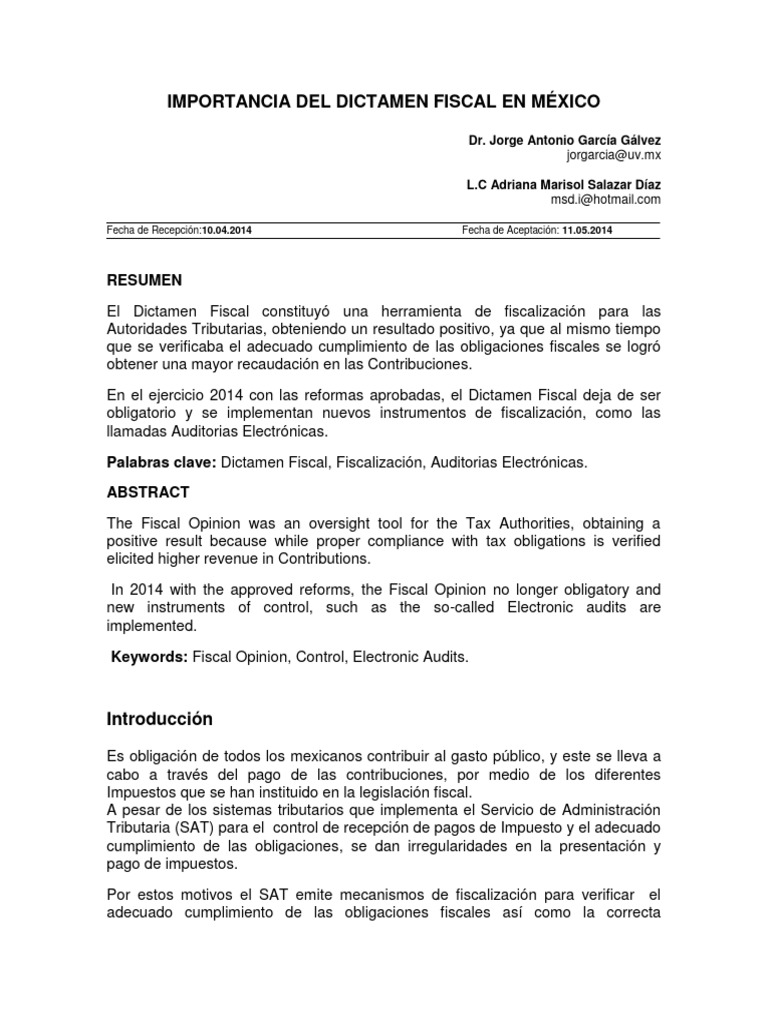 Importancia del Dictamen Fiscal en México | PDF | Contador | Auditoría
