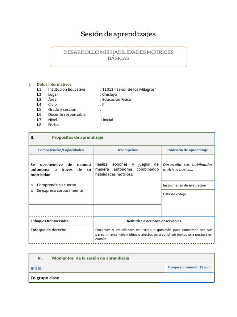 Sesión de Aprendizaje - Inicial | PDF | Aprendizaje | Ciencia cognitiva