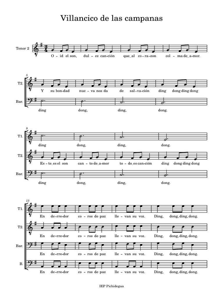 Partitura del Villancico de las Campanas | PDF