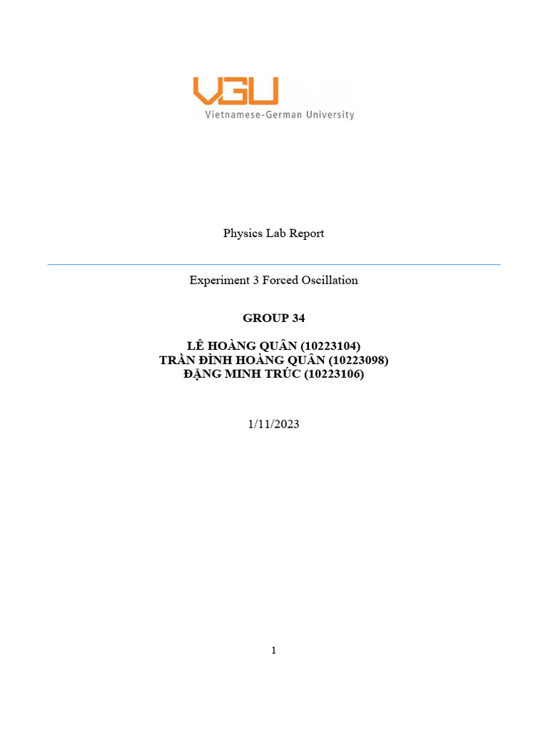 Experiment3 ForcedOscillation G34 ECE2023 | PDF | Resonance | Damping