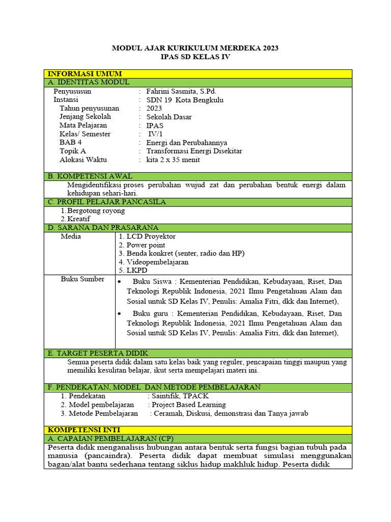 Modul Ajar Jilid 1 Kurikulum Merdeka 2023 | PDF | Karier & Perkembangan ...