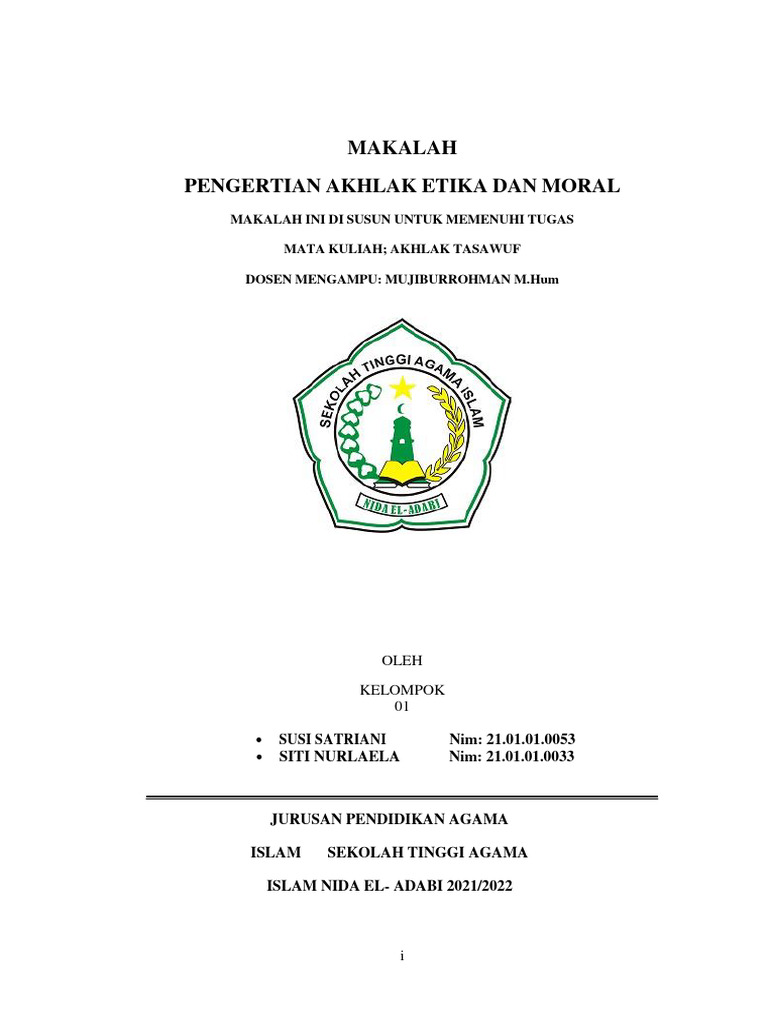 D4e07 Tugas Makalah Akhlak Tasawuf Kelompok 1 | PDF
