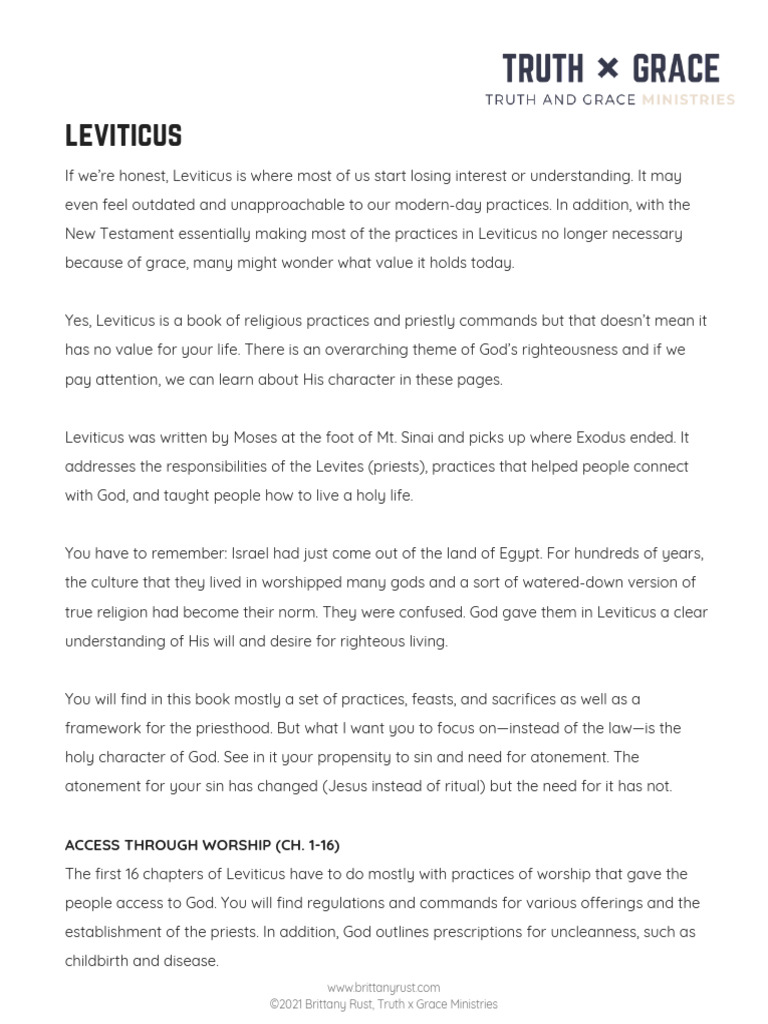 Leviticus Summary PDF Download | PDF | Book Of Leviticus | Sin