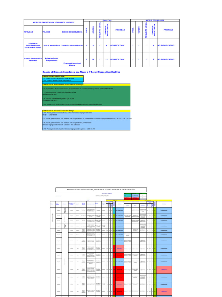 Matriz MIPER TRANSPORTE Y REPARTO EMPRESA TRANSPORTES | PDF | Seguridad ...