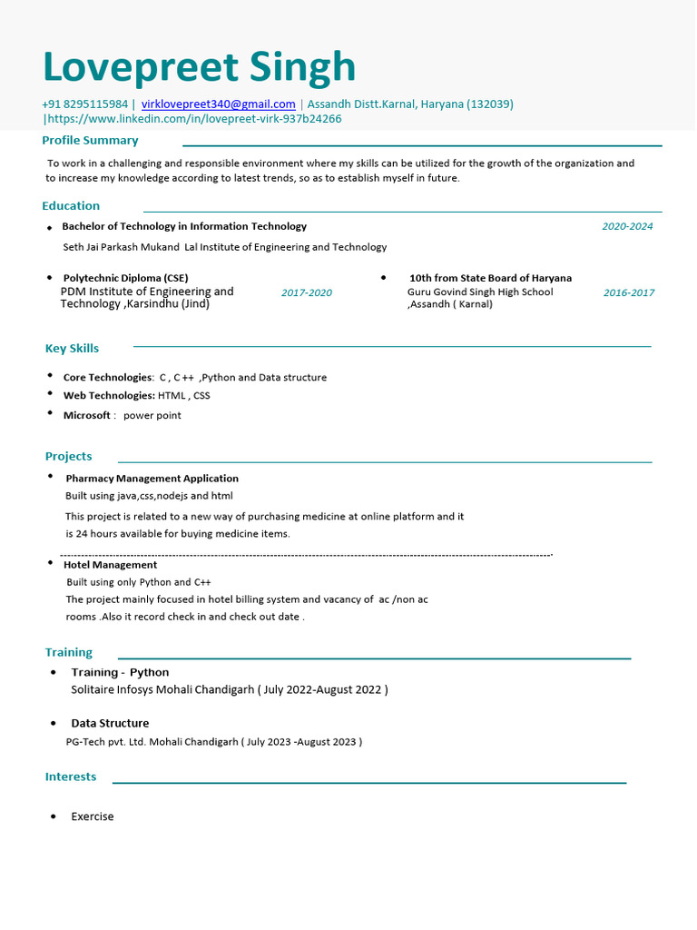 Lovepreet Singh 1221674 | PDF