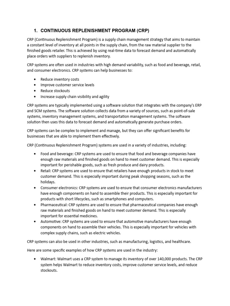 CRP VMR PhungGiaHuy 722k0061 | PDF | Inventory | Supply Chain