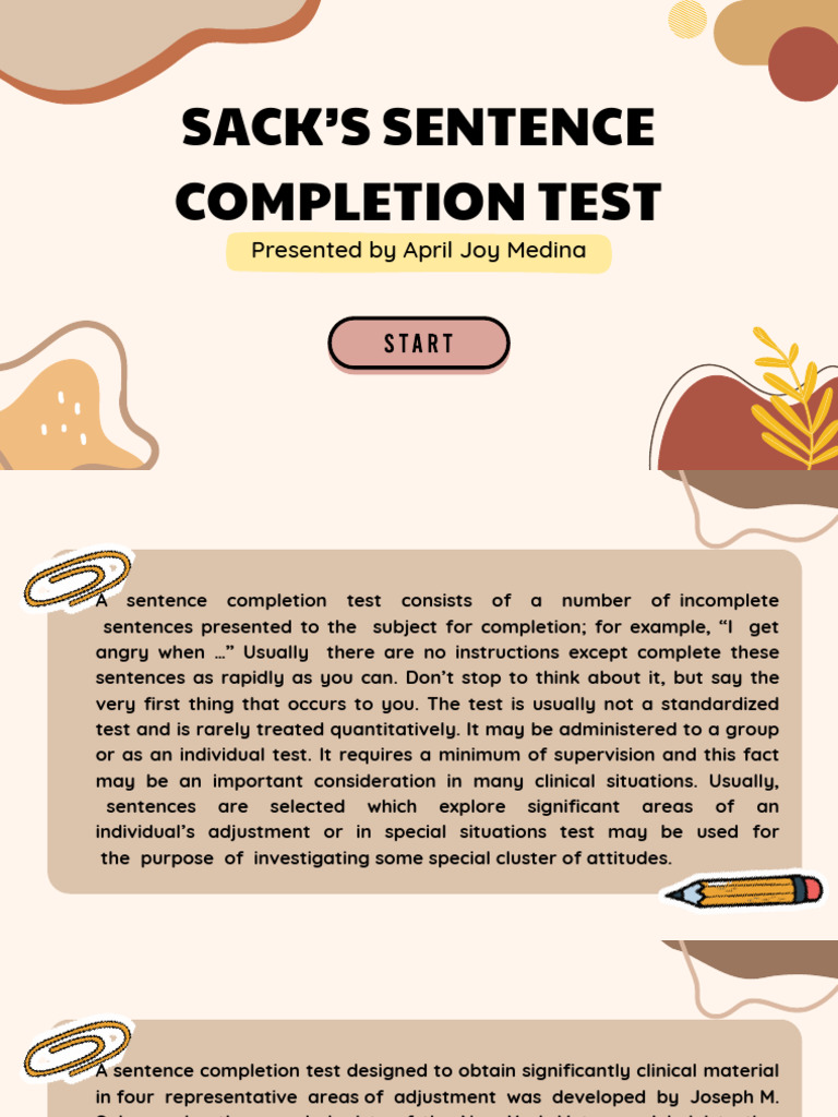 MEDINA Sacks Sentence Completion Test Report | PDF | Attitude ...