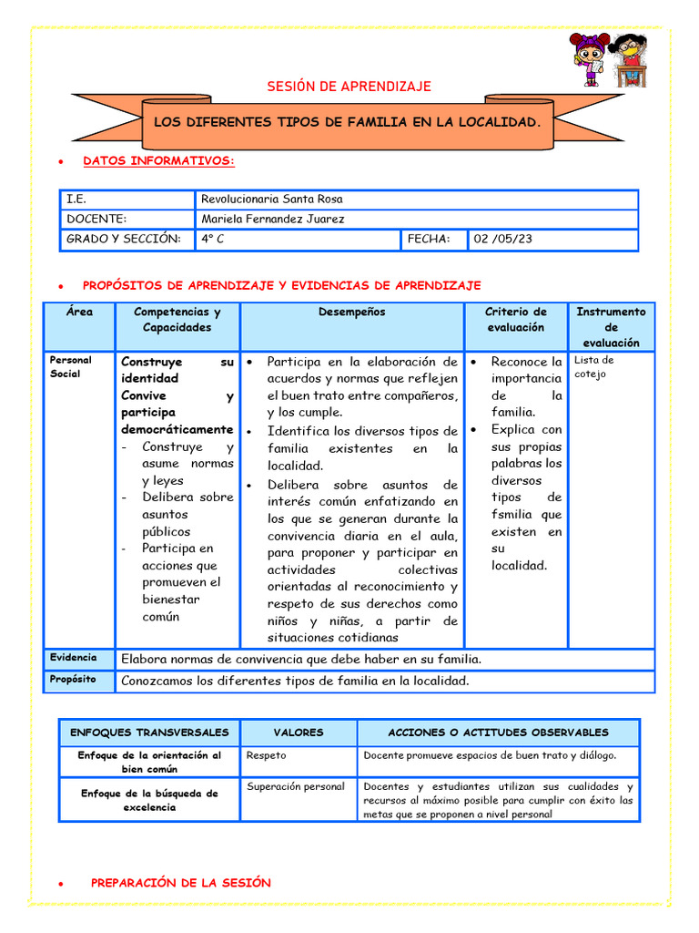 Tipos de Familia en la Localidad | PDF | Familia | Evaluación