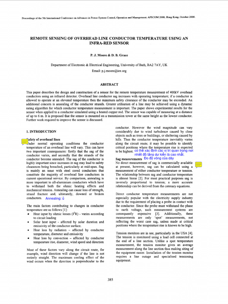 REMOTE SENSING OF OVERHEAD LINE CONDUCTOR TEMPERATURE USING AN | PDF ...