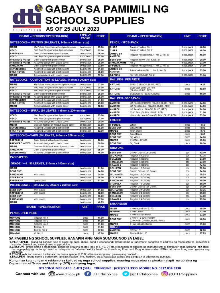 Gabay Sa Pamimili NG School Supplies 2023.20230725.001.rsa | PDF Gabay Sa Pamimili NG School Supplies 2023.20230725.001.rsa | PDF