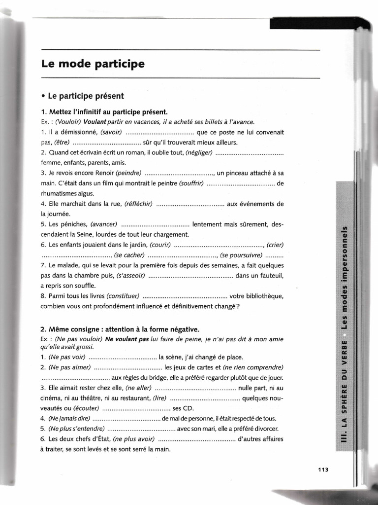 Exercices sur le participe présent et gérondif | PDF