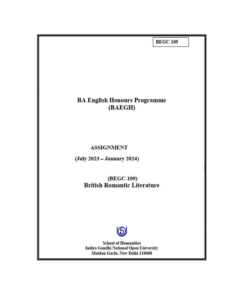 BEGC-109 Assignment 2023-24 | PDF | Question | Cognitive Science